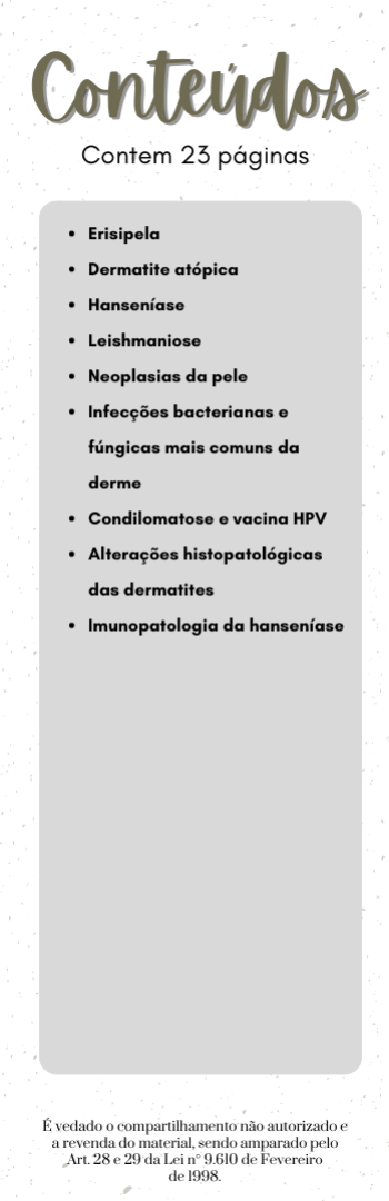 Apostila de resumos de fisiopatologias dermatológicas básicas
